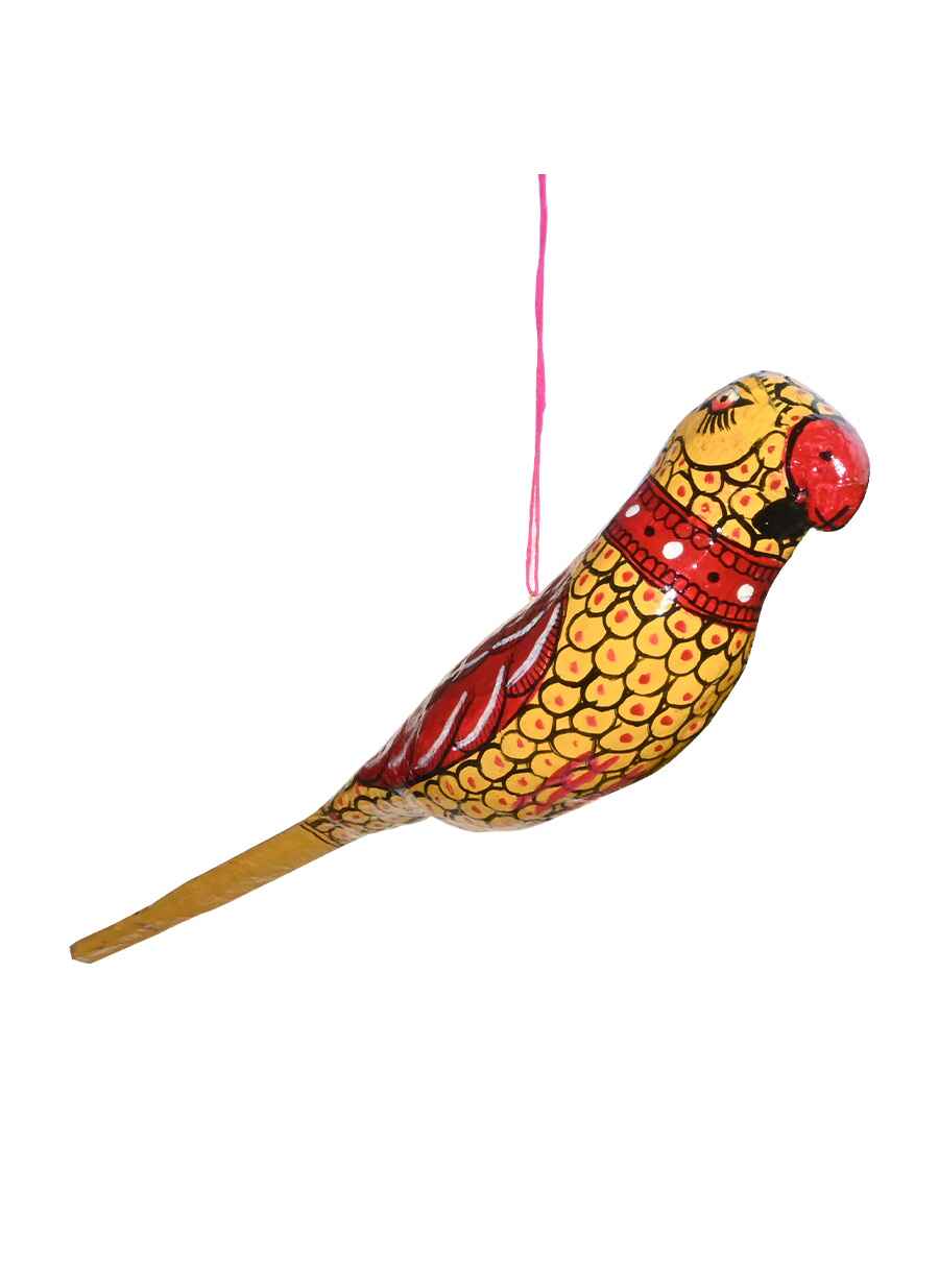 PAPER AND WOODEN DUST PATACHITRA PARROT- YELLOW COLOURED