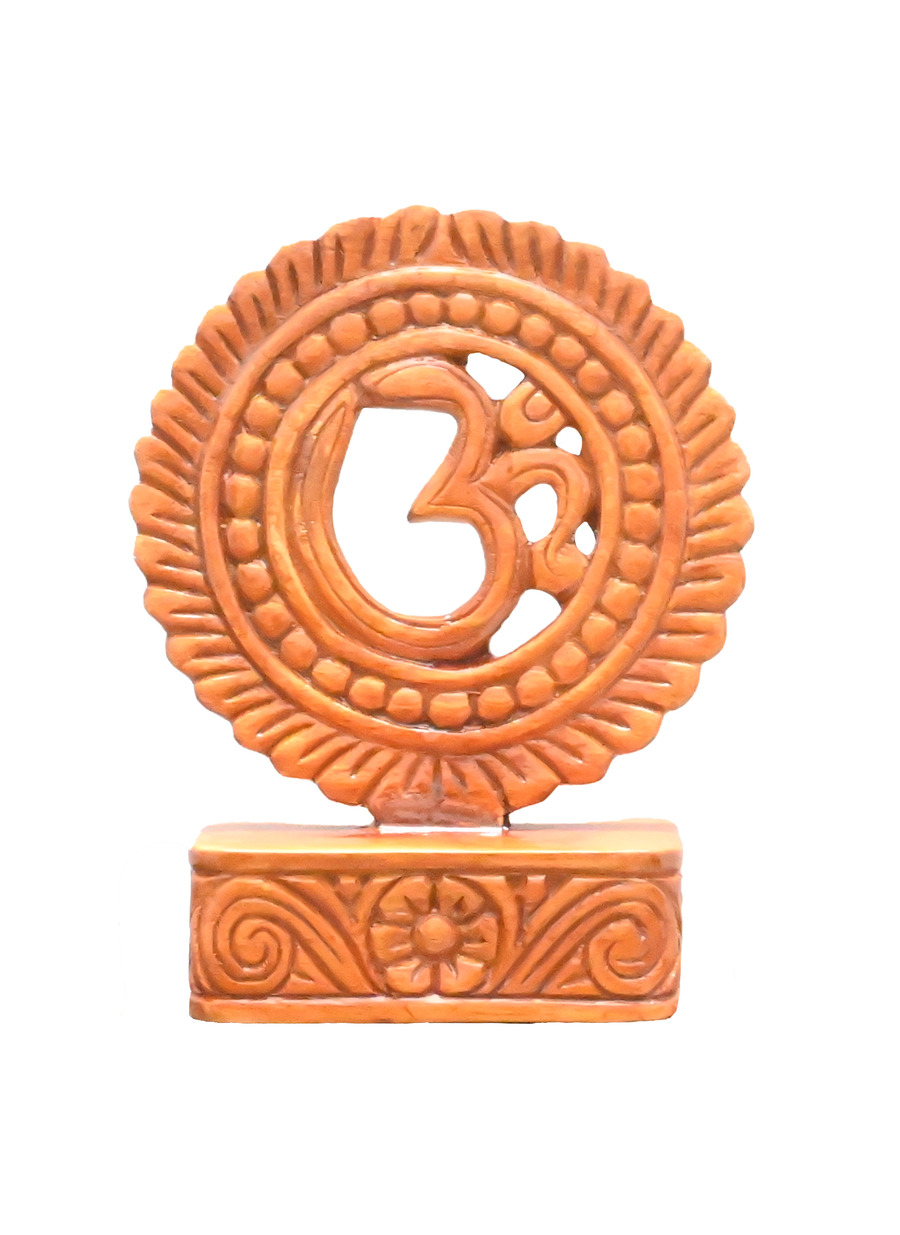 Wooden craft OM design with Wide Base (7 Inch) - Odisha Wooden ...